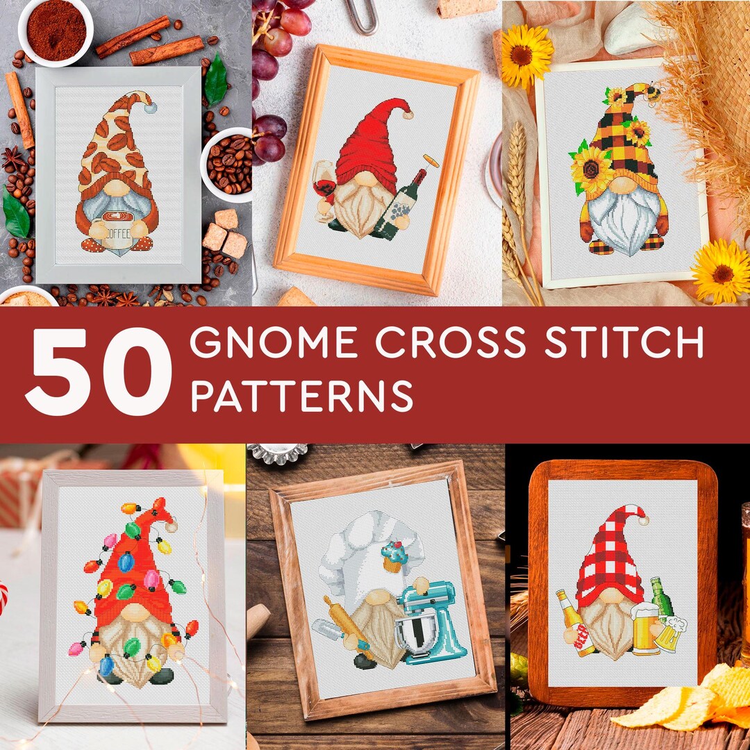 51 Premium Gnomes Cross Stitch Bundle, Professional Designer Patterns ...