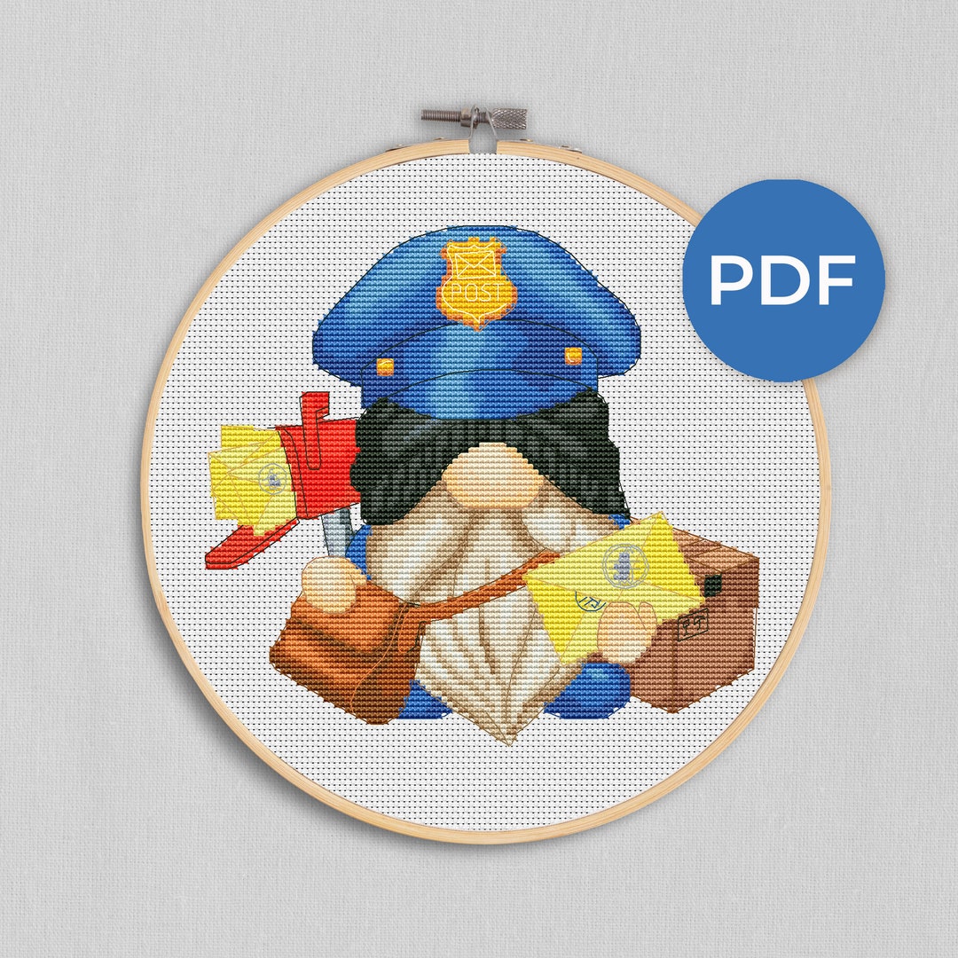 Postman Gnome Cross Stitch Pattern: Post Office Decor (digital Download ...