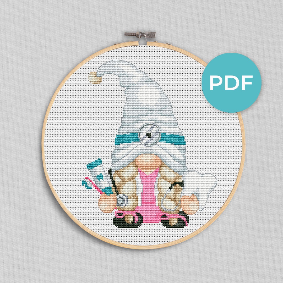 Dentist, Cross Stitch PDF, Gnomes Cross Stitch, Modern Cross Stitch ...