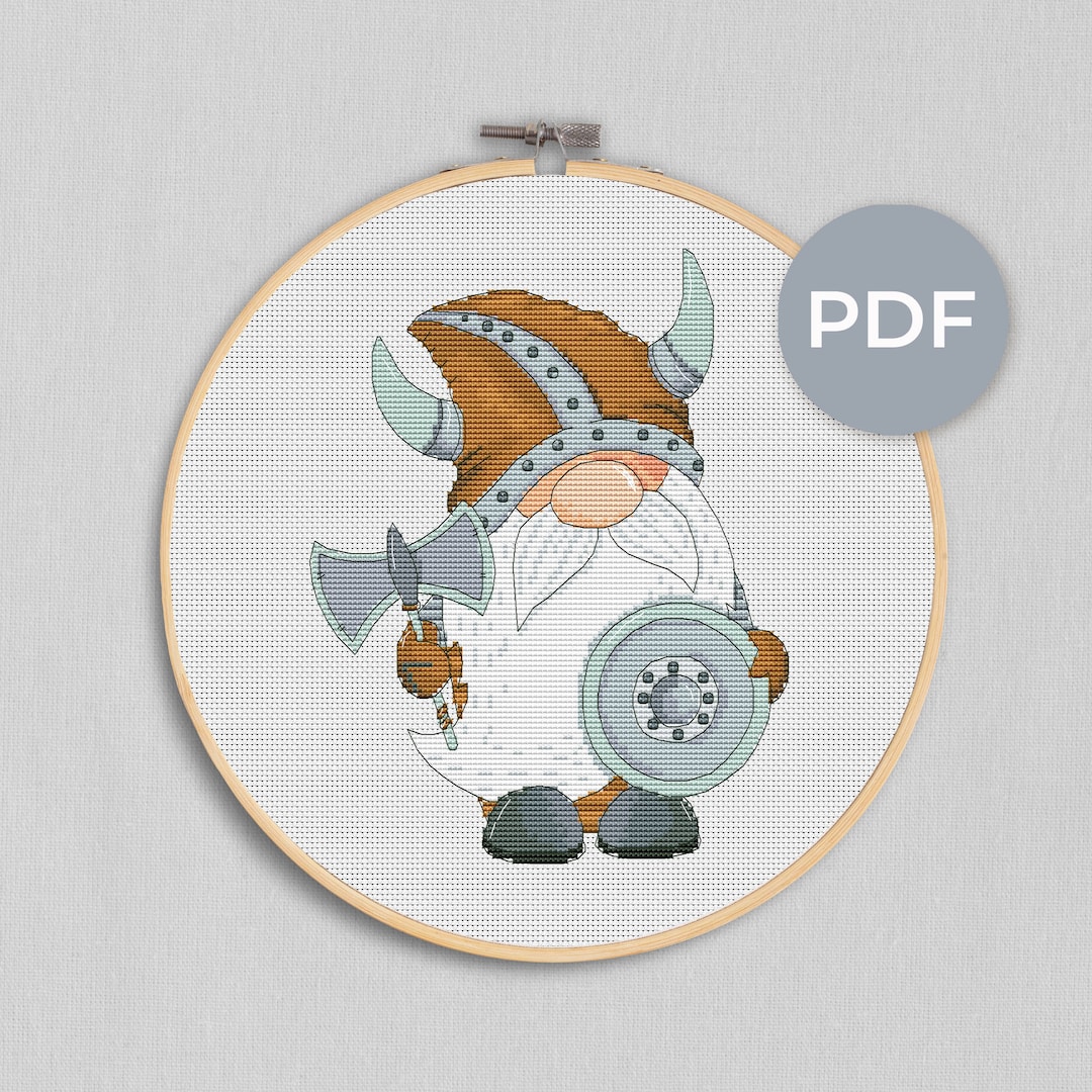 Viking, Cross Stitch, Gnomes Cross Stitch, Modern Cross Stitch, Cross ...