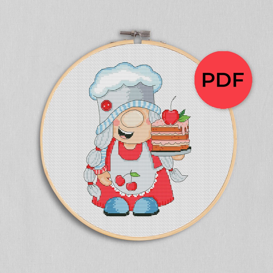 Cross Stitch Pattern, Kitchen Cross Stitch, Gnomes Cross Stitch, Modern ...