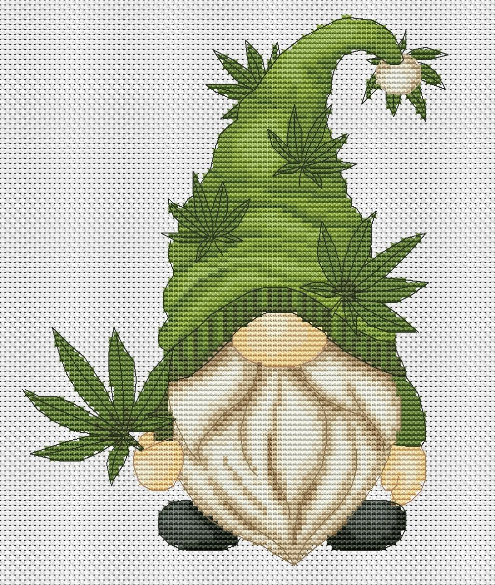 Modern Cross Stitch Pattern Cannabis Gnome - Etsy