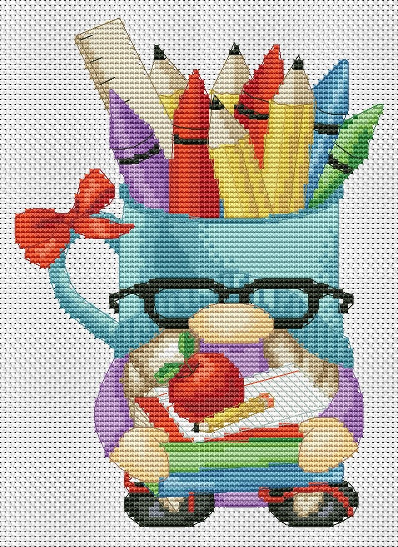 Teacher Cross Stitch Pattern Back to School School Cross - Etsy