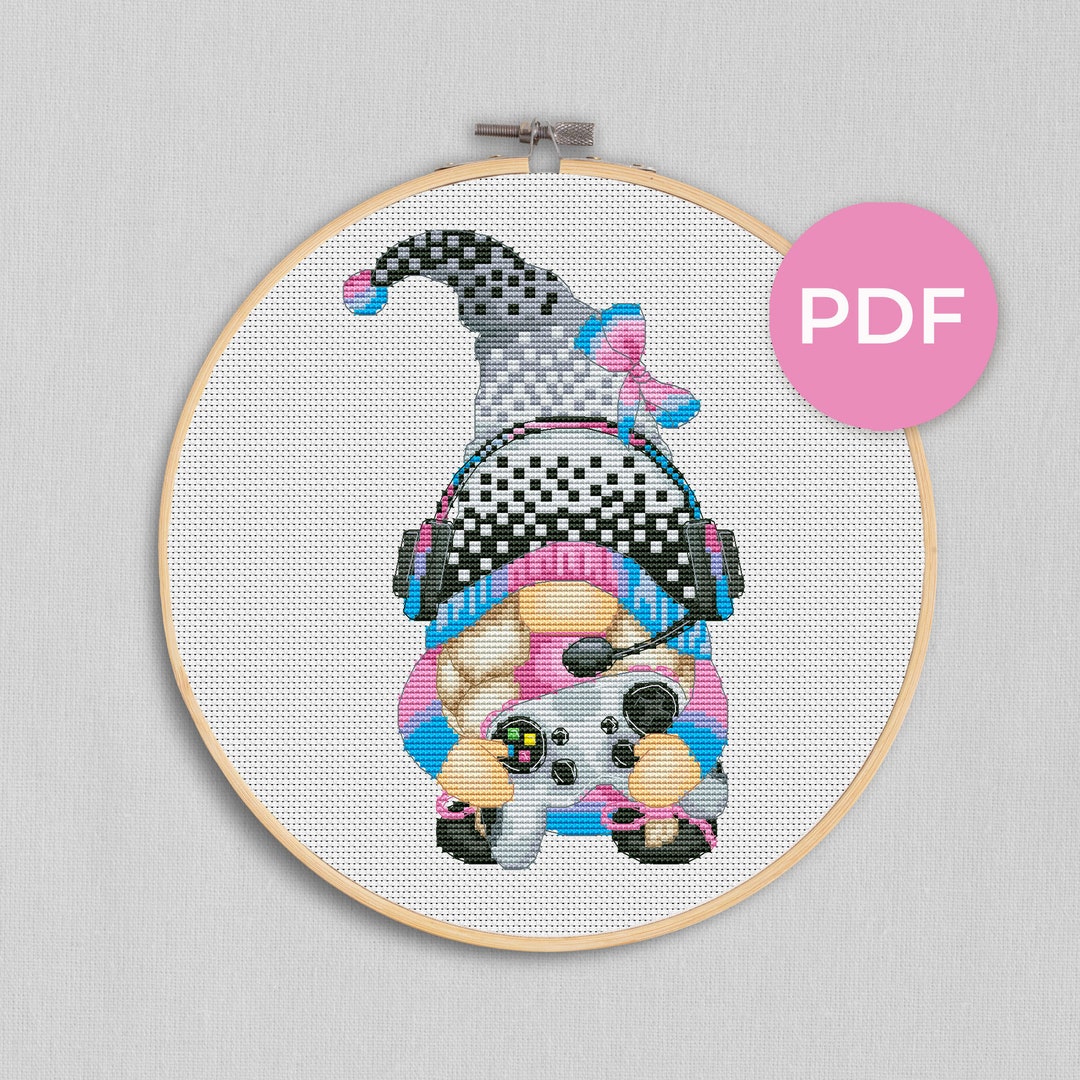 Gamer Female, Cross Stitch, Teenager Cross Stitch, Gnomes Cross Stitch ...