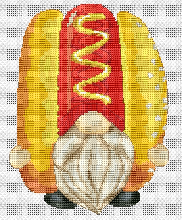 Hot Dog Cross Stitch Pattern Kitchen Cross Stitch Gnomes - Etsy