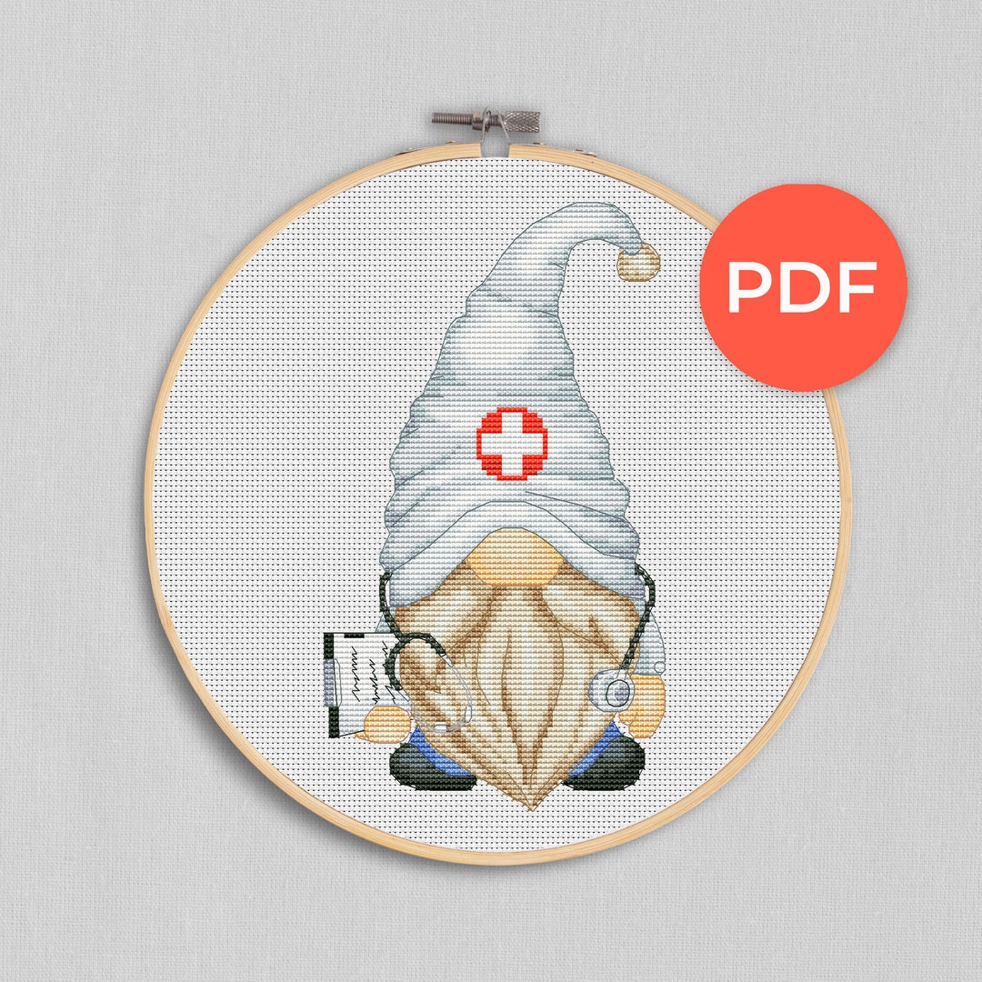 Cross Stitch Pattern, Doctor Cross Stitch, Gnomes Cross Stitch, Doctor ...