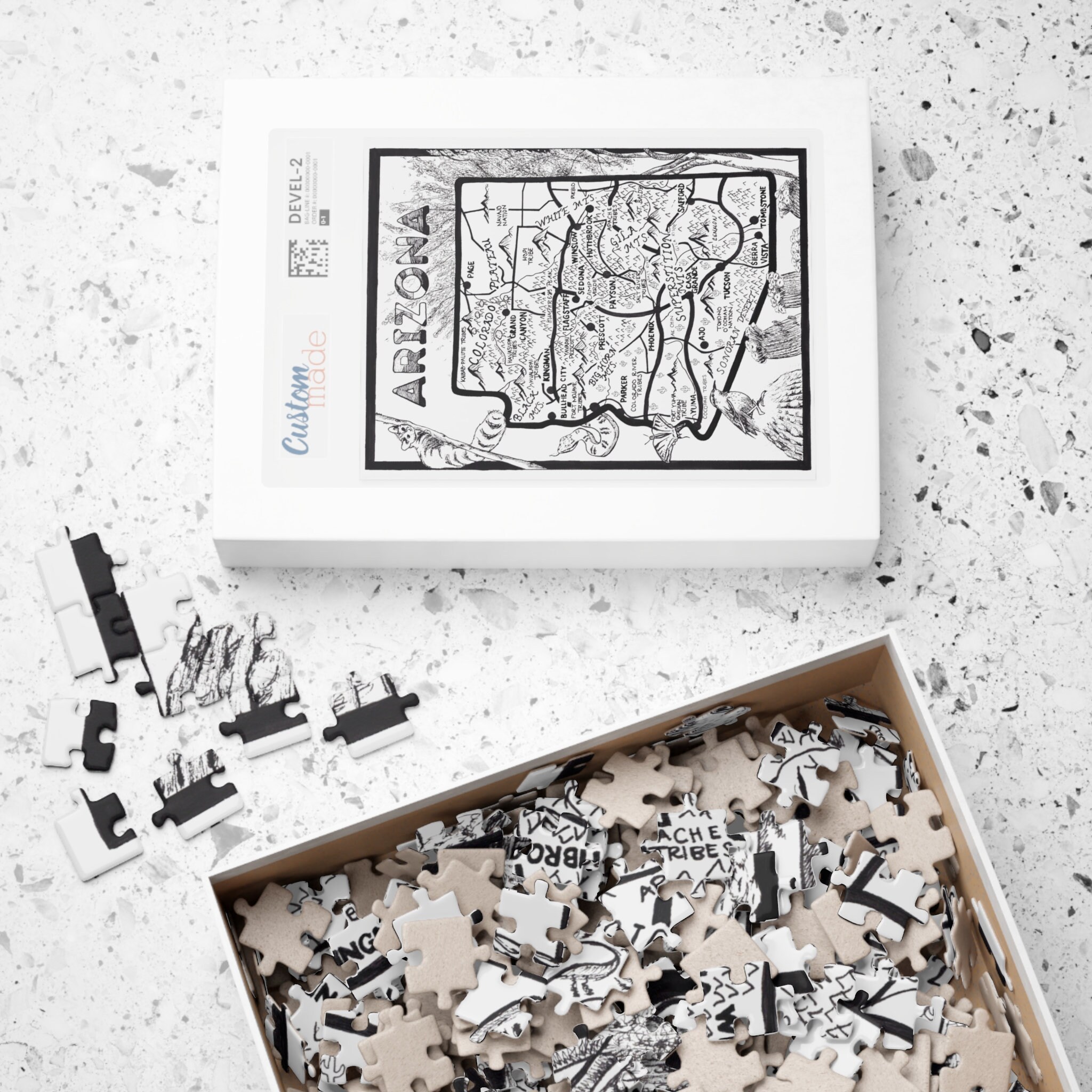 ARIZONA PUZZLE State Symbols Map of Hand-drawn Artwork Jigsaw - Etsy