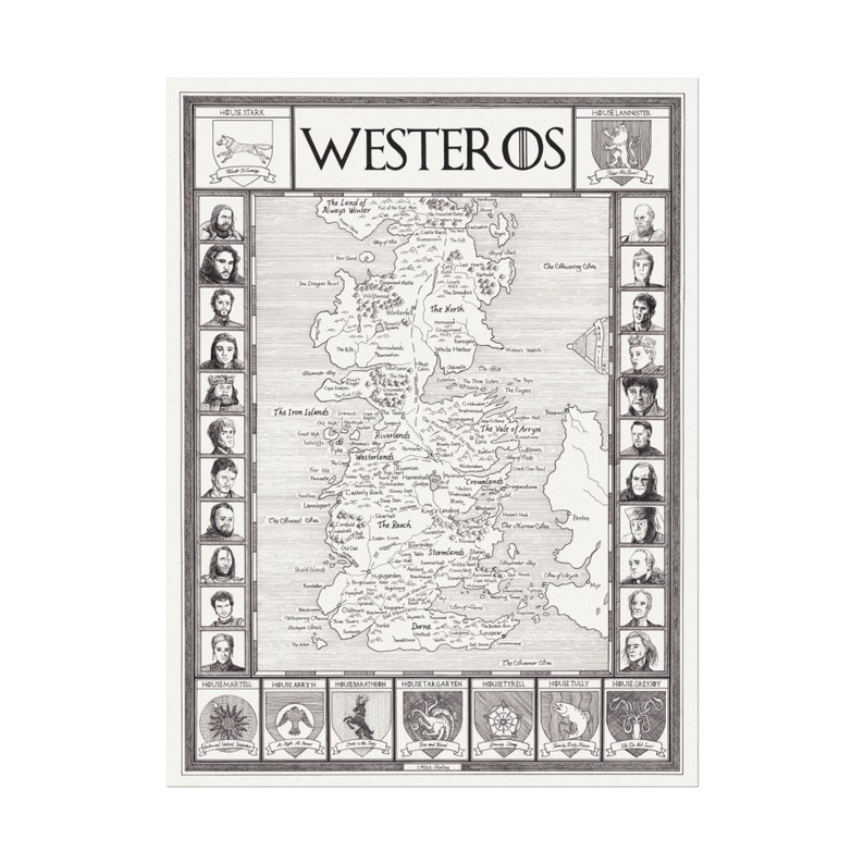 Game of Thrones Westeros Hand Drawn Map - Etsy
