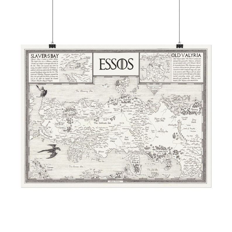 Game of Thrones Essos Hand Drawn Map - Etsy