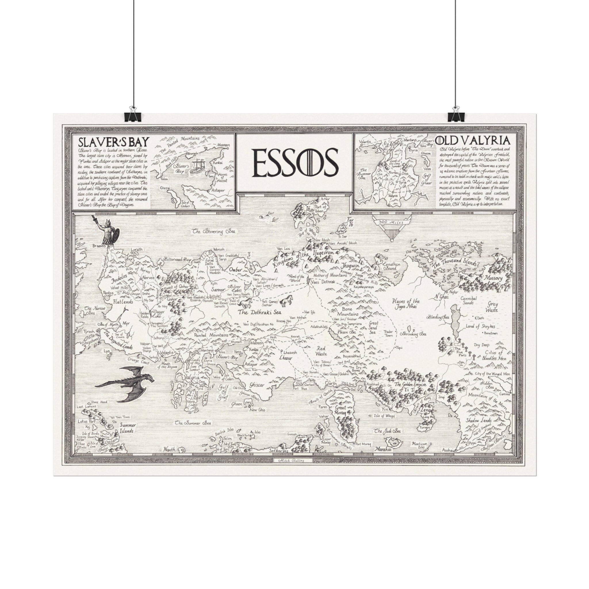 Game of Thrones Essos Hand Drawn Map - Etsy