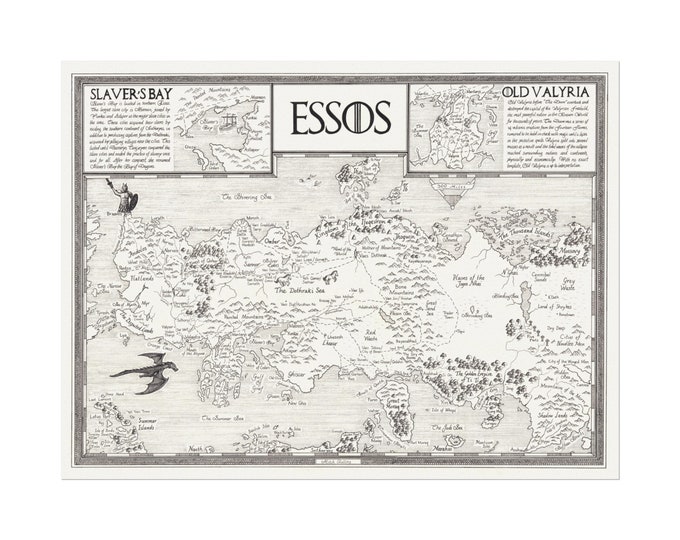 Game of Thrones Essos Hand Drawn Map - Etsy