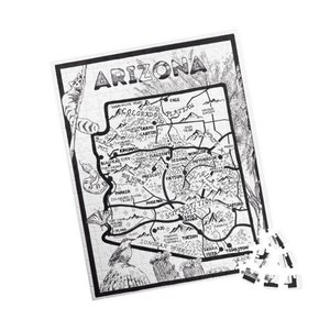 ARIZONA PUZZLE State Symbols Map of Hand-drawn Artwork Jigsaw Puzzle ...