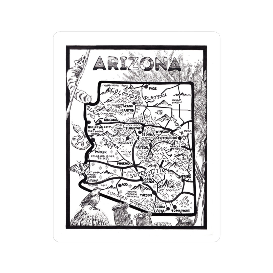 ARIZONA State Sticker Decal Arizona Vinyl Stickers Arizona Art - Etsy