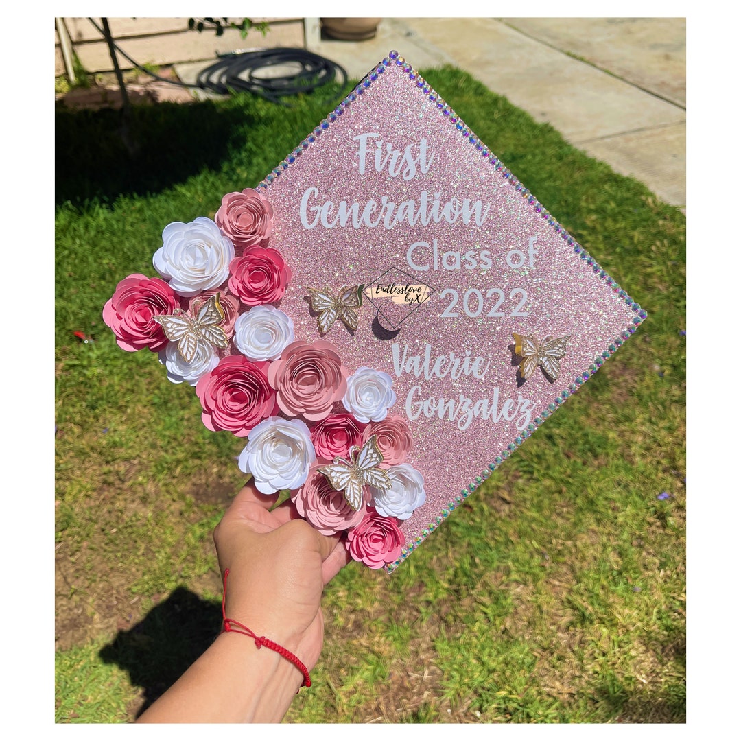 Graduation Cap Topper Pink Glitter First Generation Class 2024-2025 ...