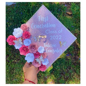 Graduation Cap Topper Pink Glitter First Generation Class 2024-2025 ...