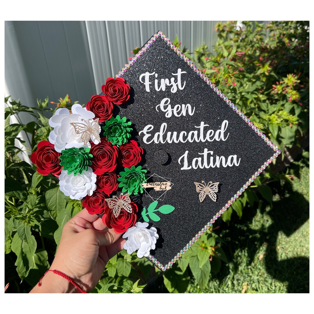 Graduation Cap Topper Mexico Flag Colors First Gen Educated - Etsy