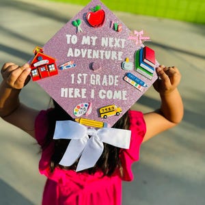 1st Grade Graduation Cap Topper, Pink Glitter, Kids Elementary School ...