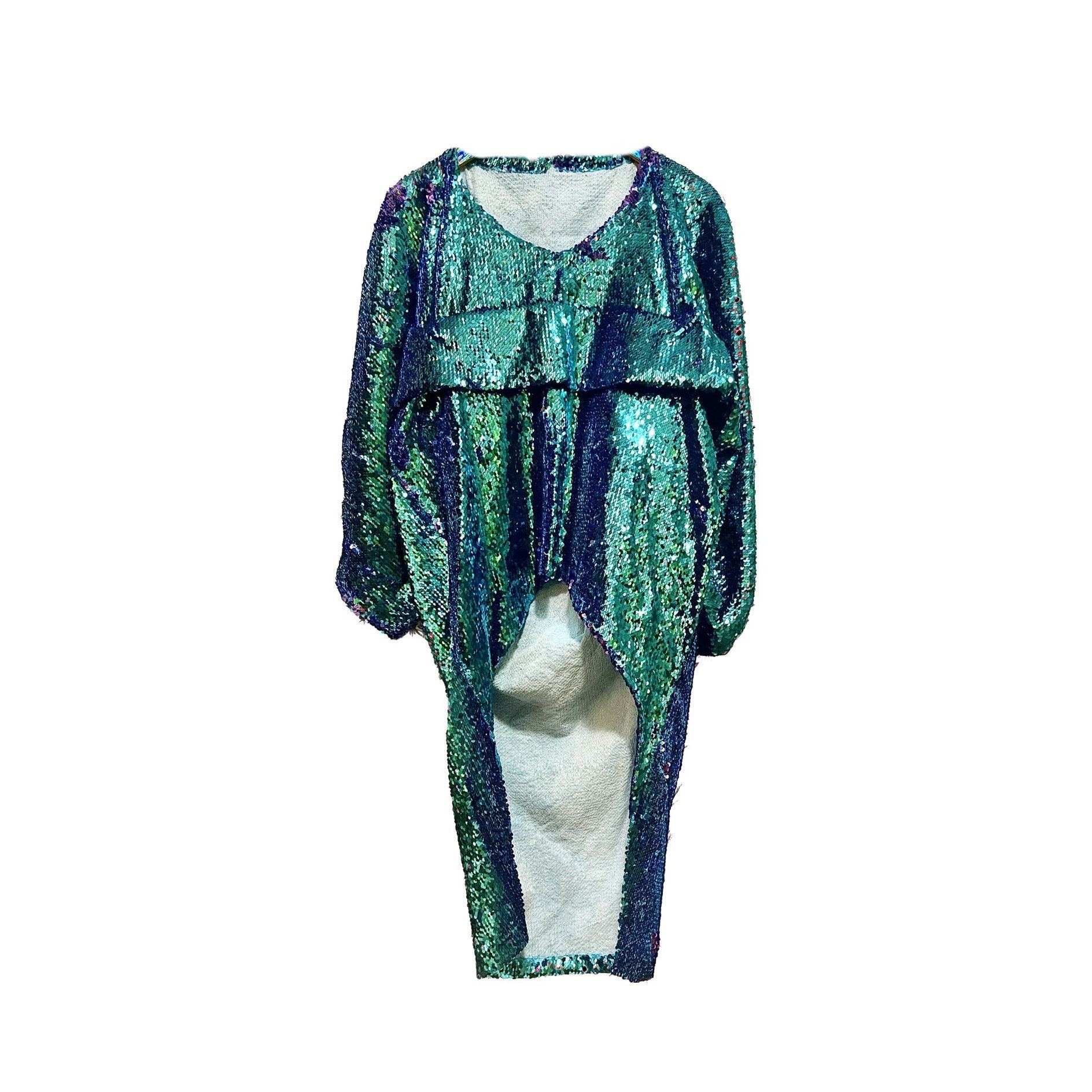 Aqua-purple Double Colored Sequin Top, High Low Sequin Dress, Womens ...