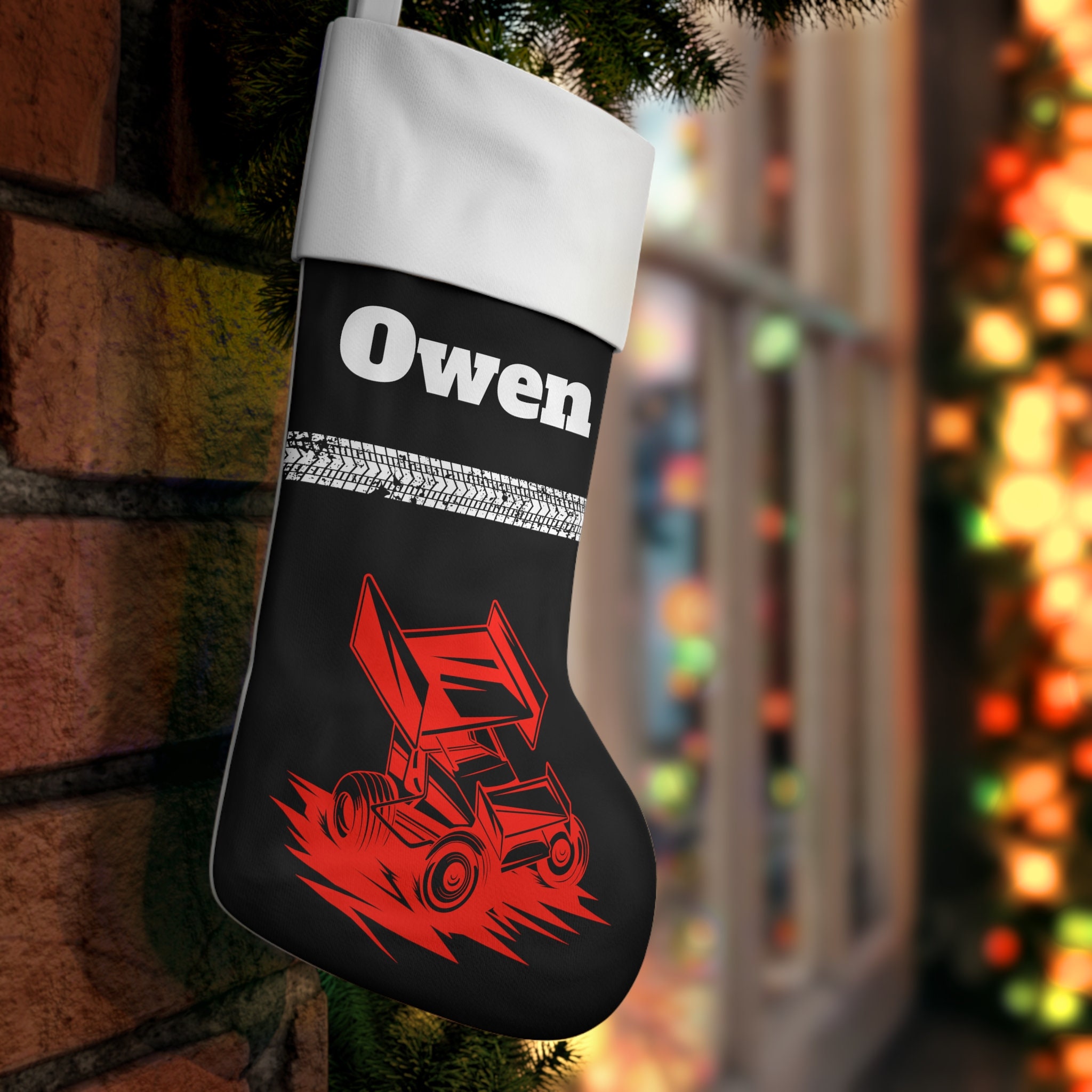 Custom Sprint Car Stocking, Racing Holiday Stockings, Racecar Christmas ...