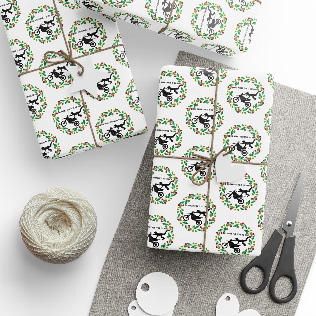 Christmas Dirt Bike Rider Wrapping Paper, Oh What Fun It is to Ride ...