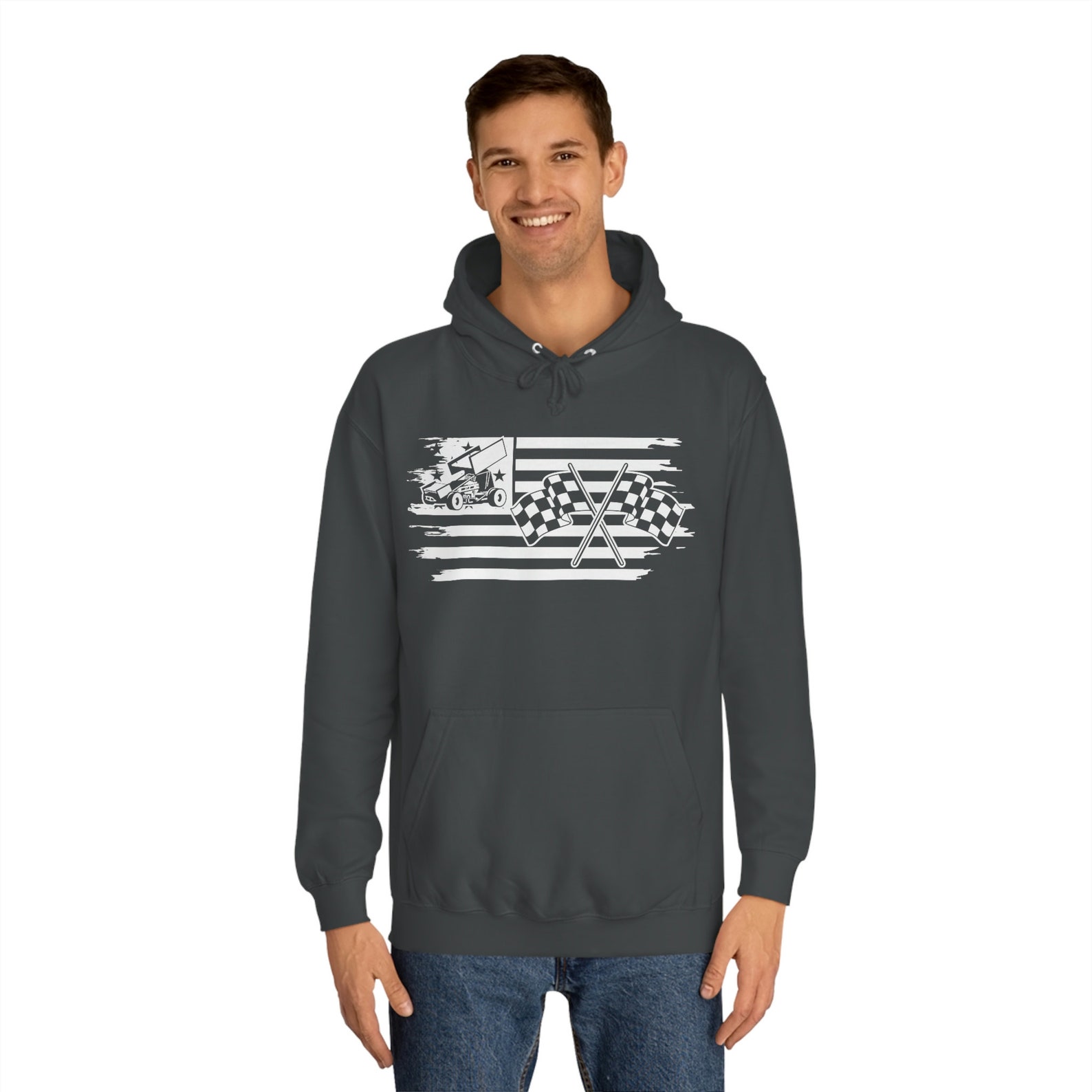 Sprint Car Racing American Flag Hoodie, Winged Cars Sweatshirt ...
