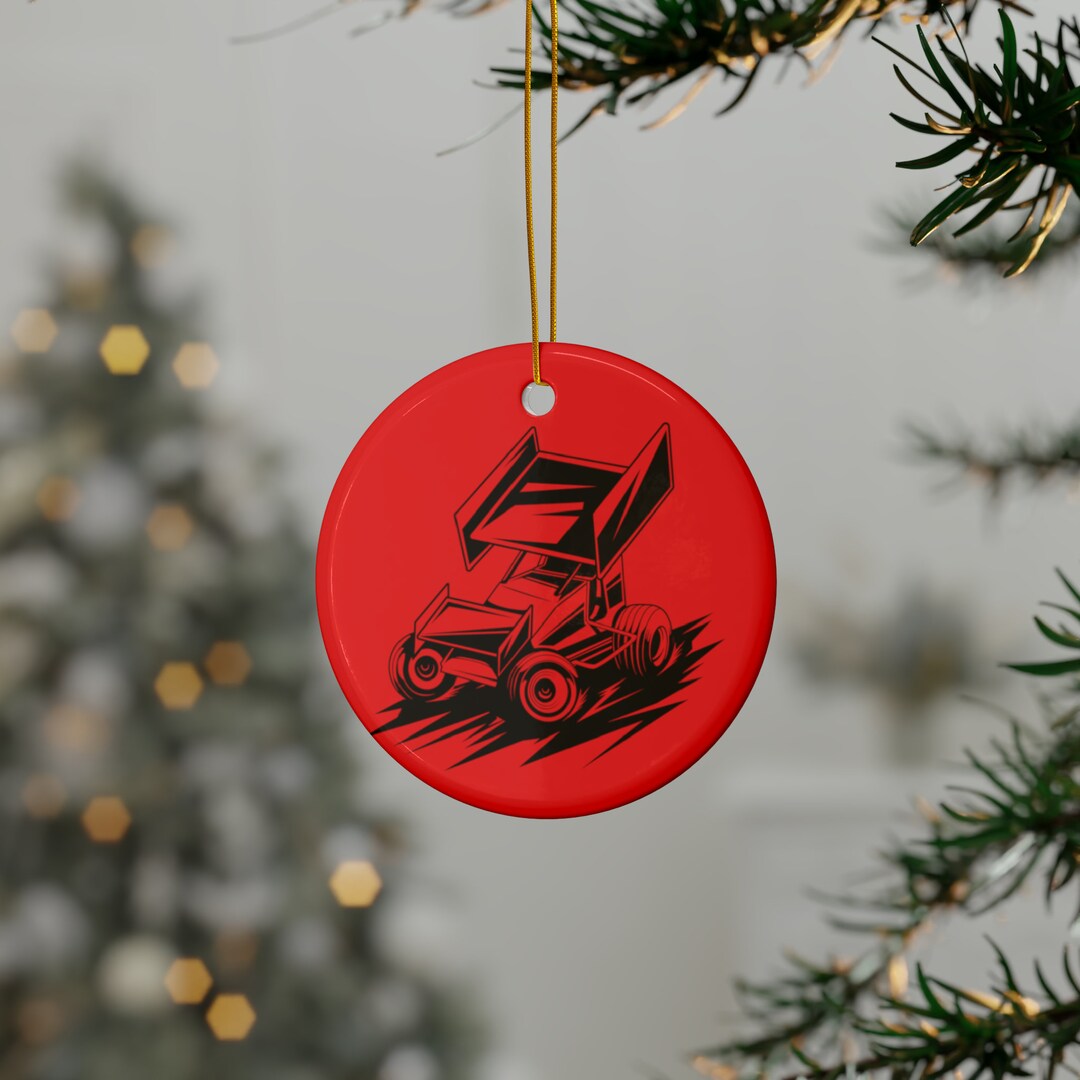 Sprint Car Racing Ornament, Racecar Ornaments, Winged Cars Holiday ...