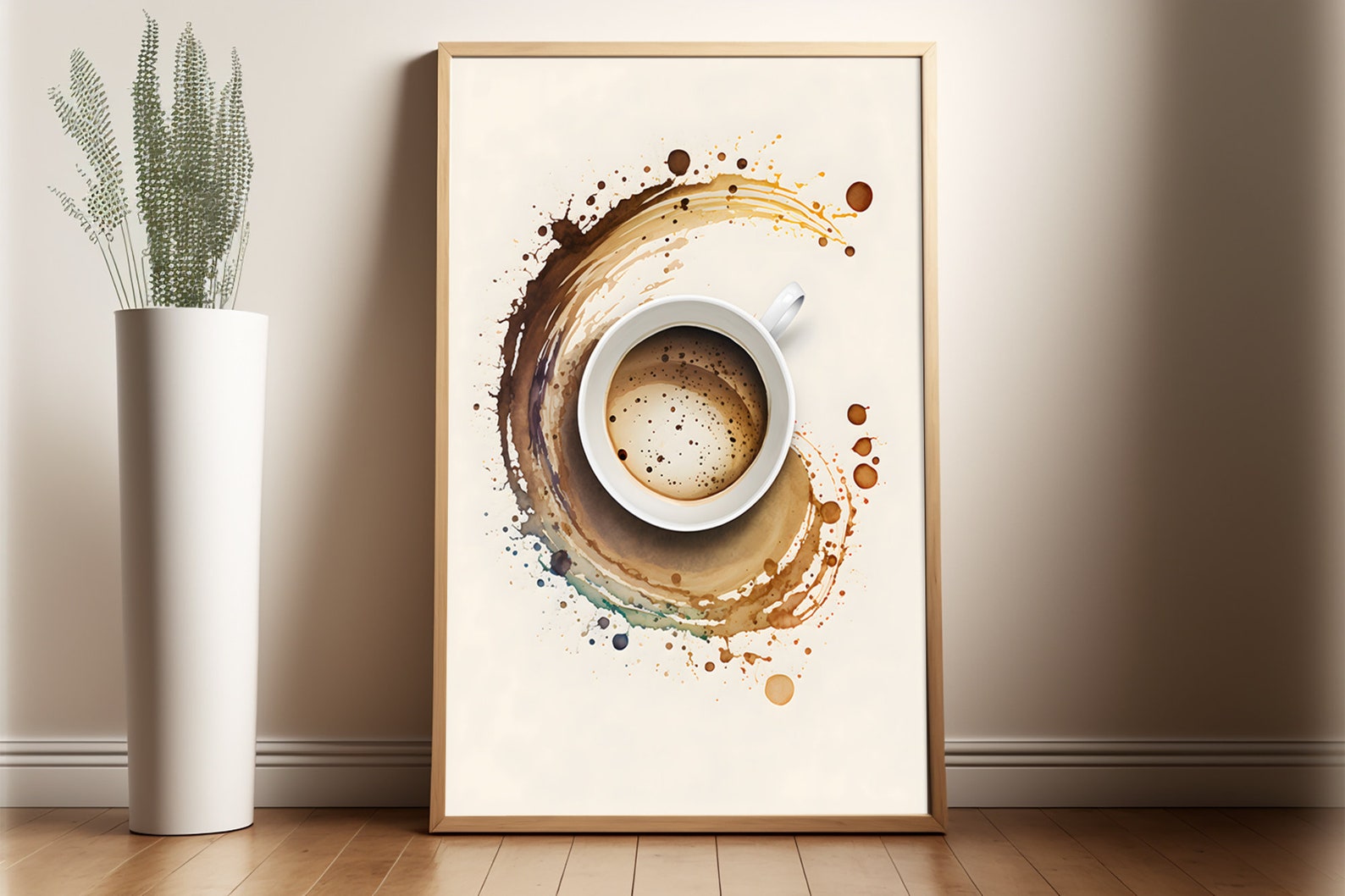 Watercolor Coffee Art, Coffee Art, Minimalist Kitchen Art, Food Poster ...