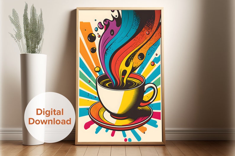 Coffee Wall Art, Retro Pop Art, Colorful Coffee Poster, Vintage Wall ...