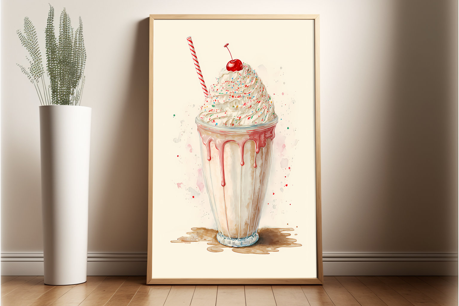 Milkshake Watercolor Poster Retro 1950s Diner Decor Sweet - Etsy