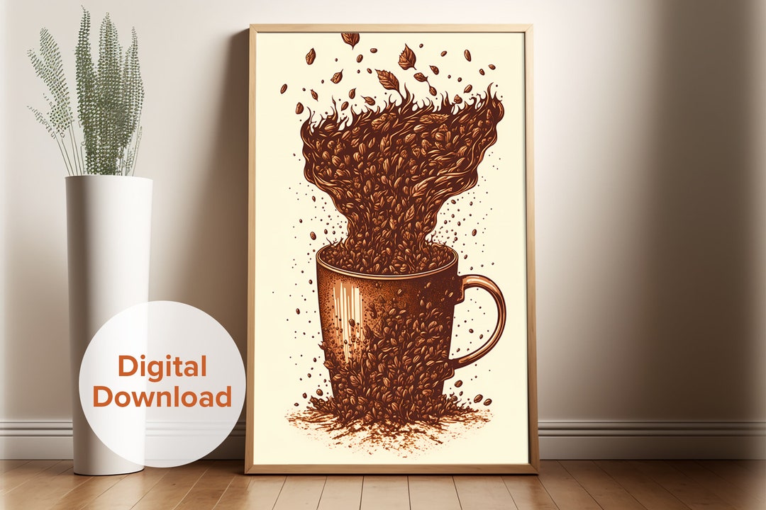 Coffee Wall Art, Digital Print, Coffee Art, Kitchen Décor, Coffee ...
