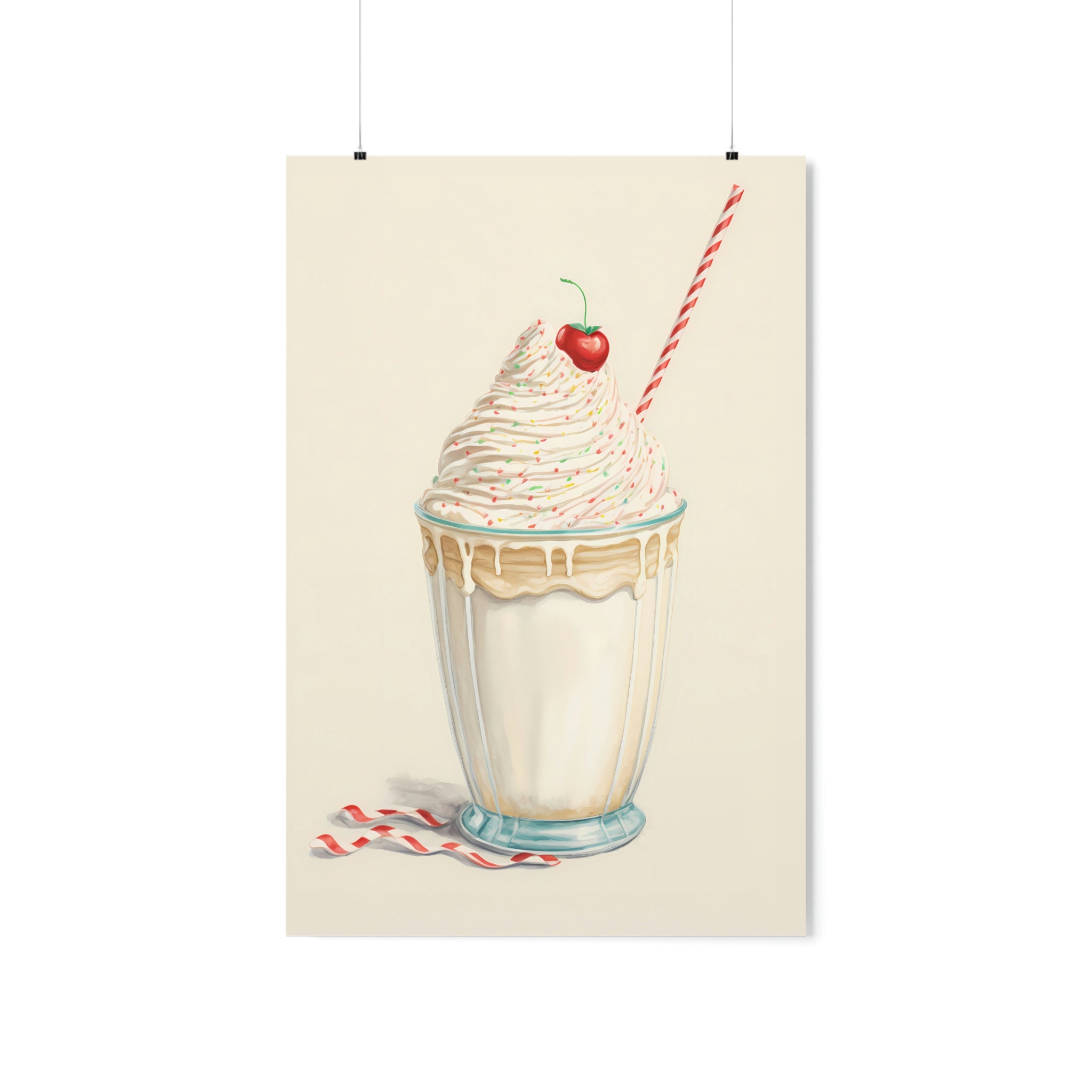 Milkshake Watercolor Poster Retro 1950s Unique Diner Decor - Etsy