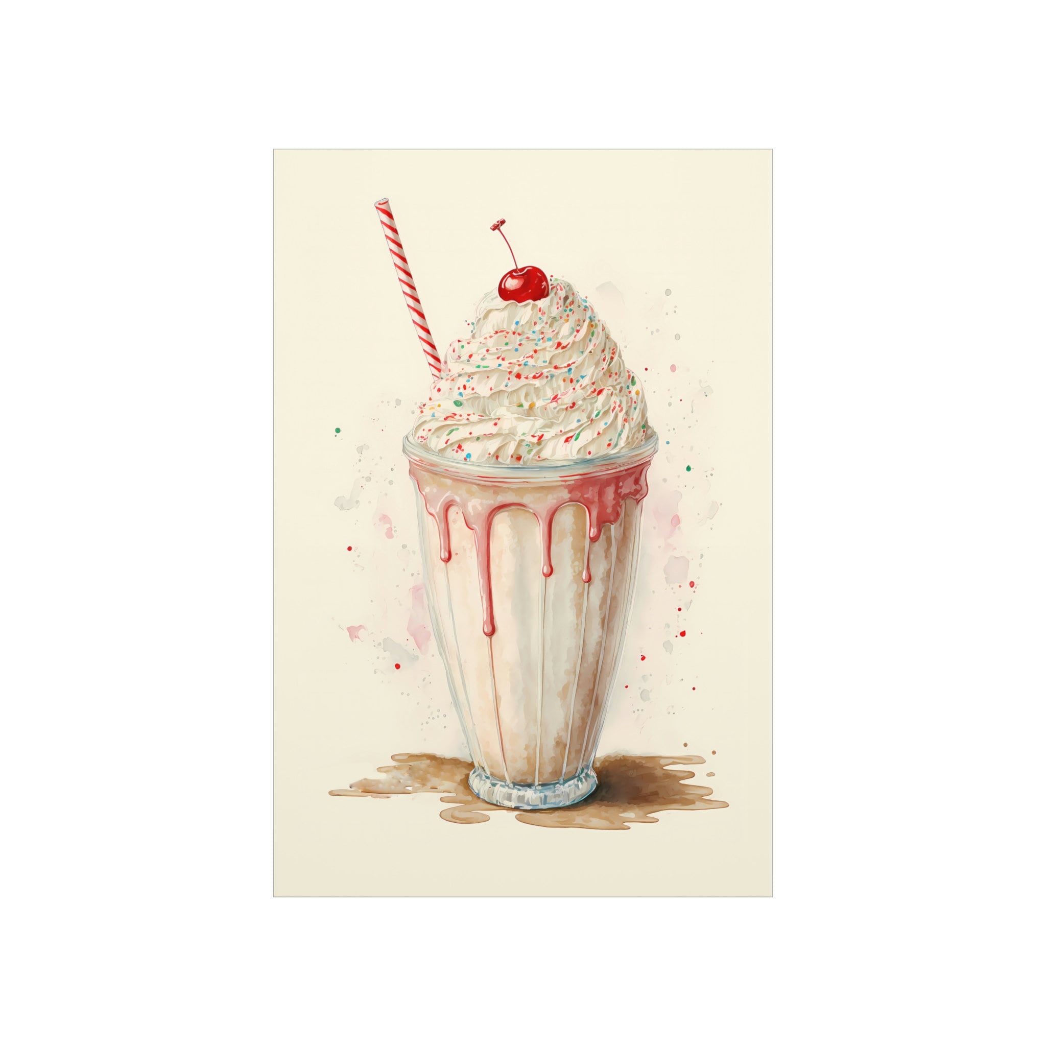 Milkshake Watercolor Poster Retro 1950s Diner Decor Sweet - Etsy