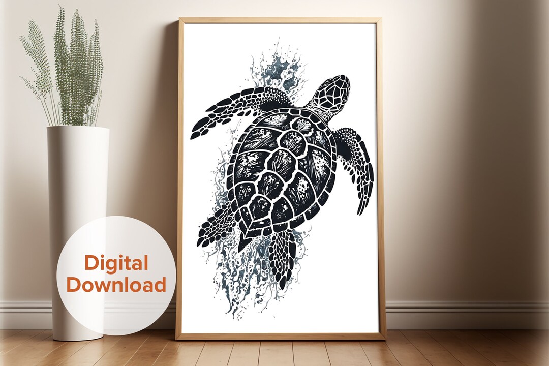 Sea Turtle Wall Art, Minimalist Ocean Decor, Sea Life Art, Marine Life ...