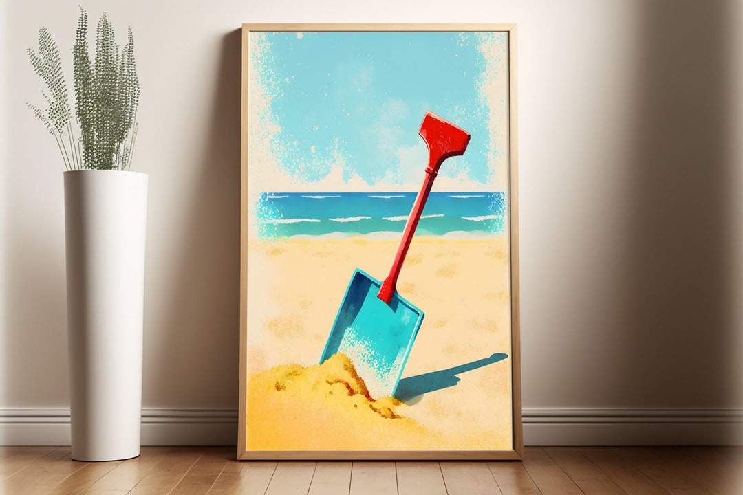 Vintage Beach Poster, Shore Landscape, Beach Wall Art Print, Seaside ...