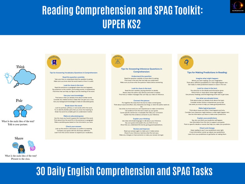 Reading Comprehension and SPAG Toolkit for Upper KS2 Teachers Ages 9-12 ...