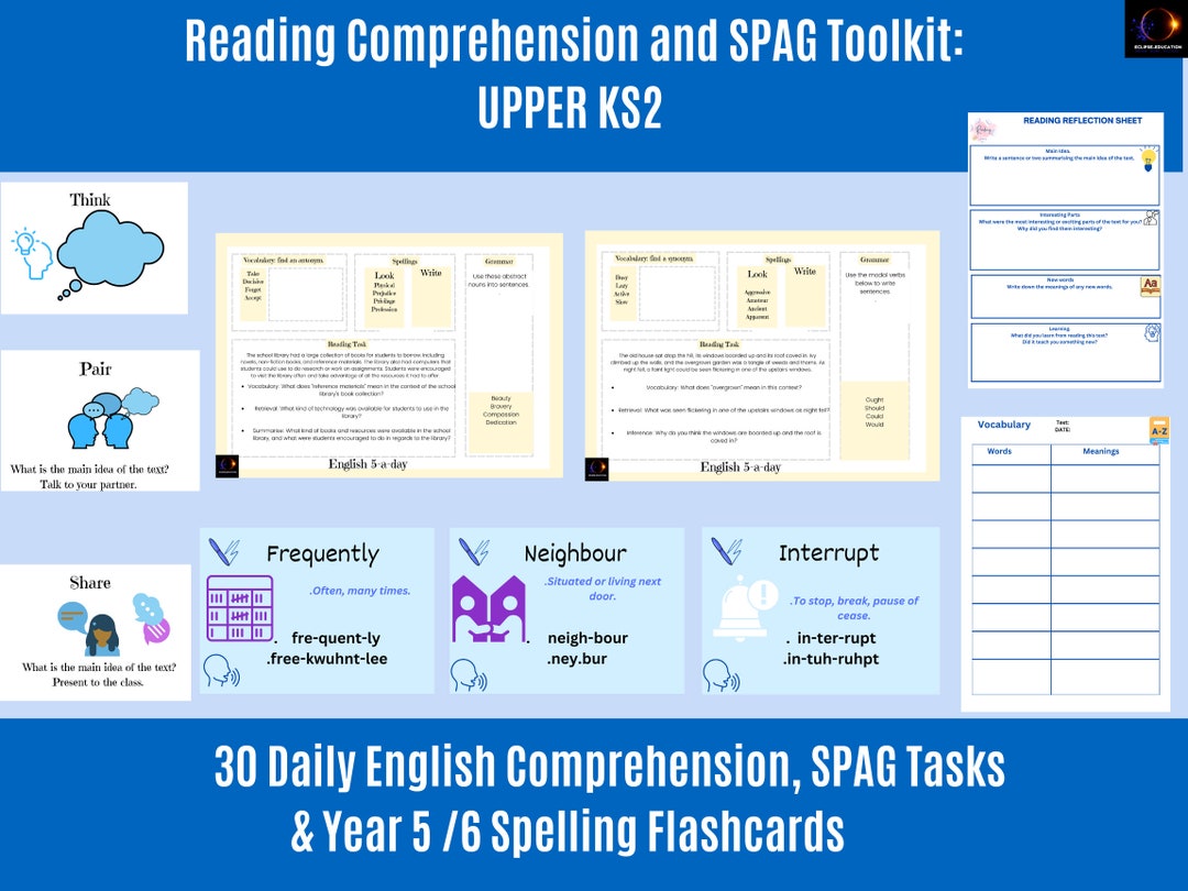 Reading Comprehension and SPAG Toolkit for Upper KS2 Teachers Ages 9-12 ...