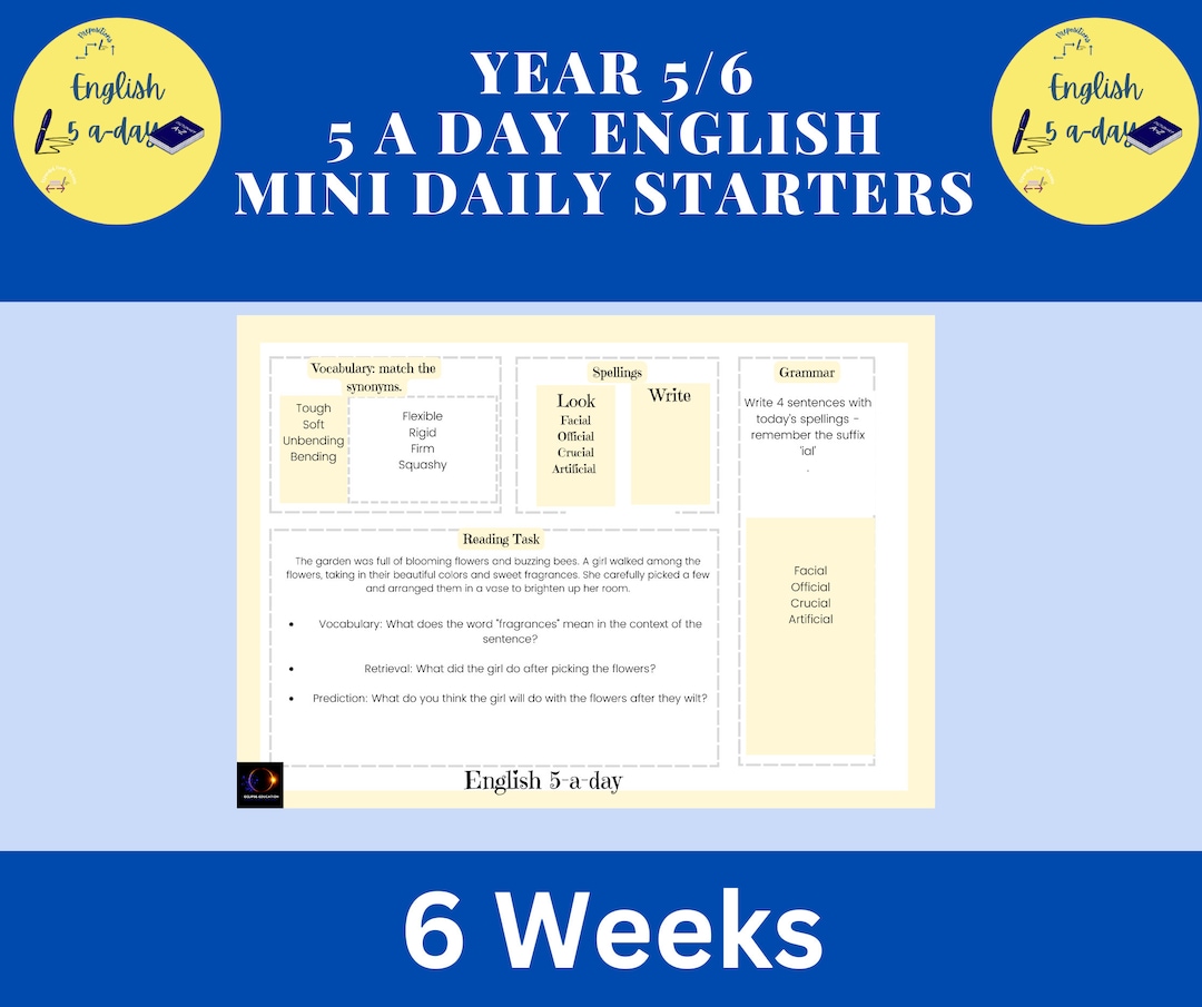 English 5 a Day Mini Activities for the Year 5 and 6 - Etsy