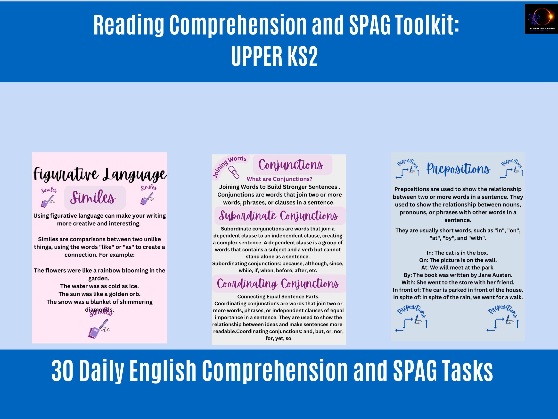 Reading Comprehension and SPAG Toolkit for Upper KS2 Teachers Ages 9-12 ...