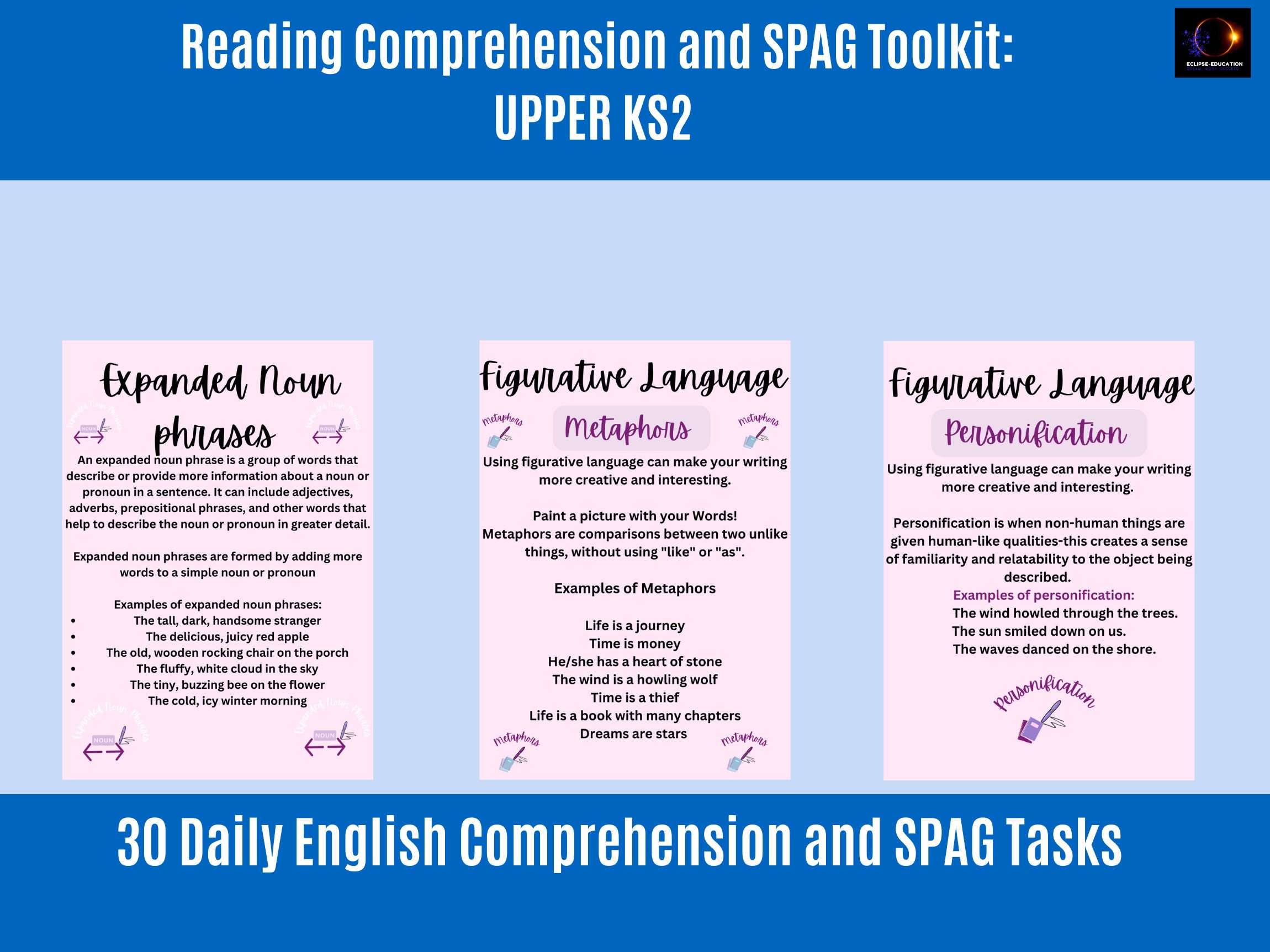 Reading Comprehension and SPAG Toolkit for Upper KS2 Teachers Ages 9-12 ...