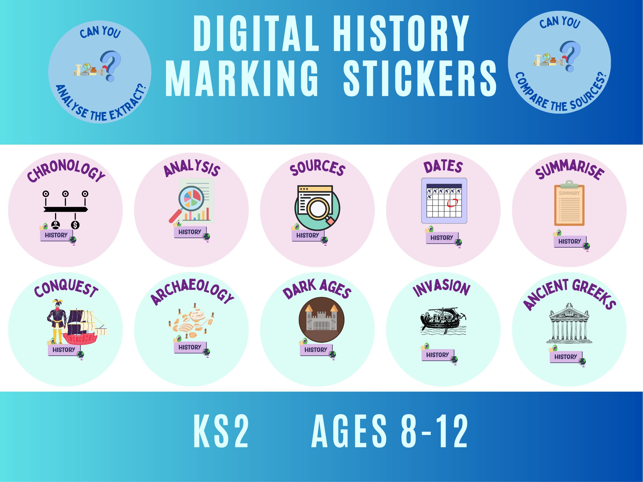 Digital Stickers. Teacher History Feedback Marking. Digital Stickers - Etsy