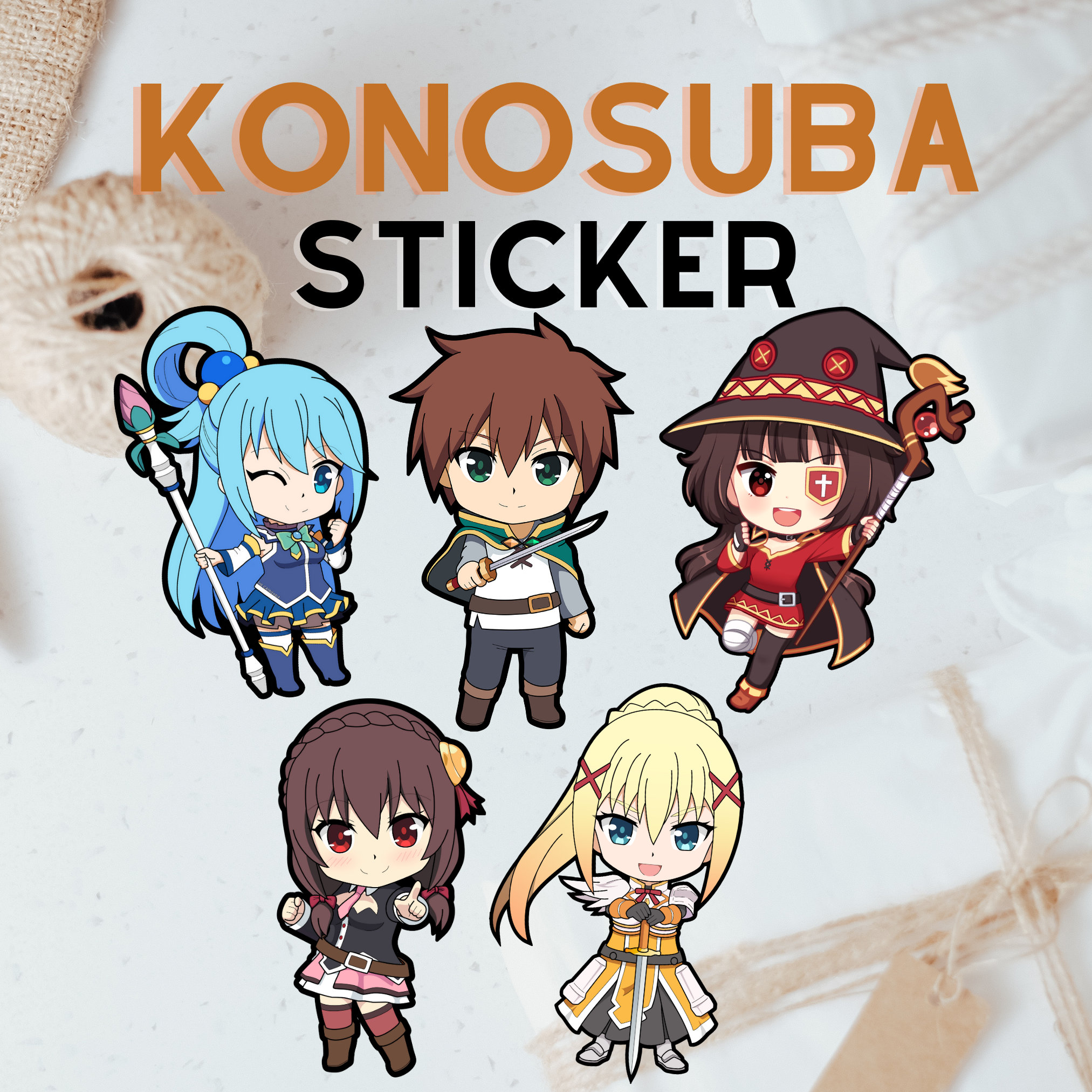 Konosuba Anime Sticker Aqua Darkness Megumin Kazuma Sato Cute Etsy Hong Kong