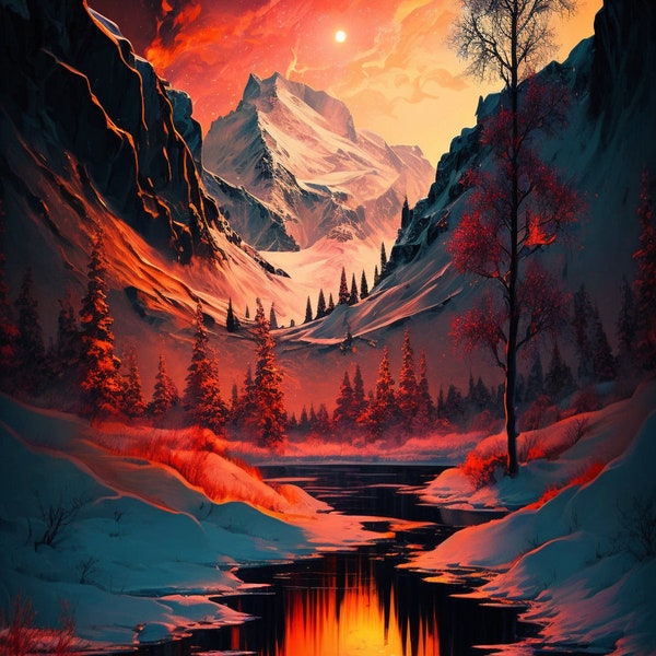 Moody Landscape Wallpaper - Etsy