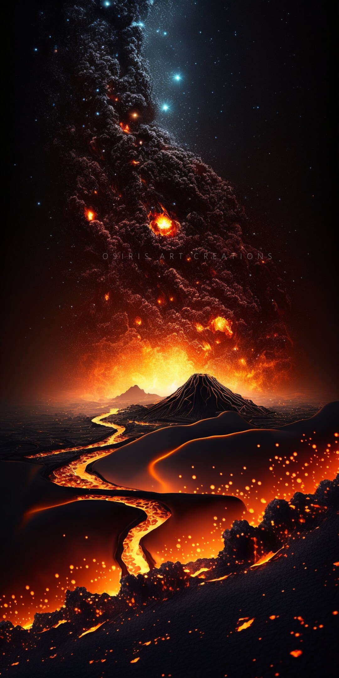 Volcano Erupting Digital Art Printable Art Instant Download - Etsy