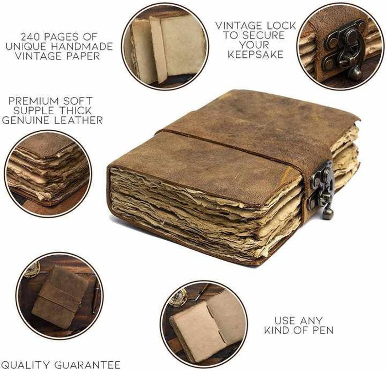 Vintage Leather Journal Recycled Paper Journal, for Notes, Notebook ...