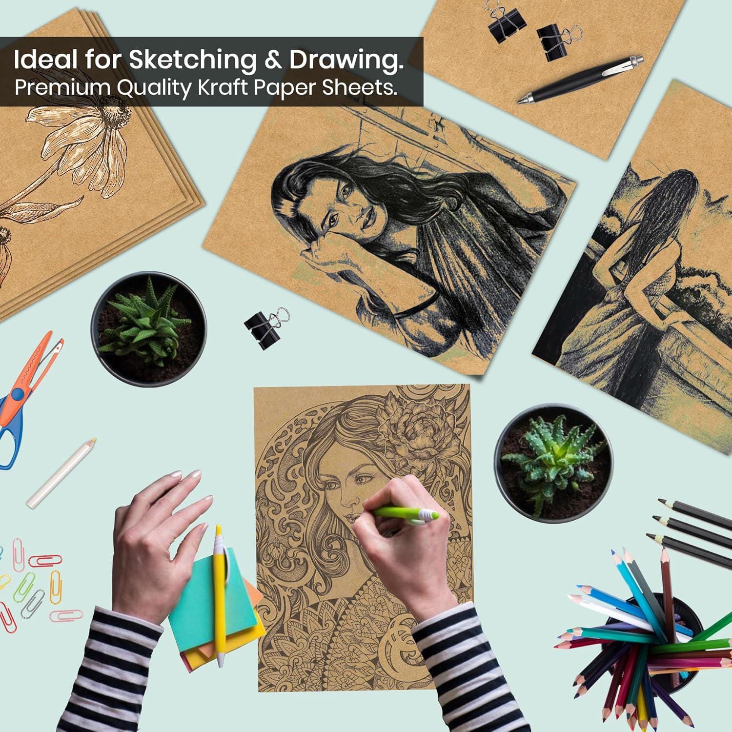 A4 Kraft/craft Paper Craft Liner Sheet - 300 GSM, Brown Color, Pack of ...