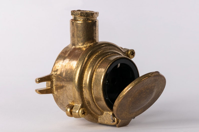 Solid Brass Single Pole Rotary Switch, Schuko Socket, Industrial Loft ...