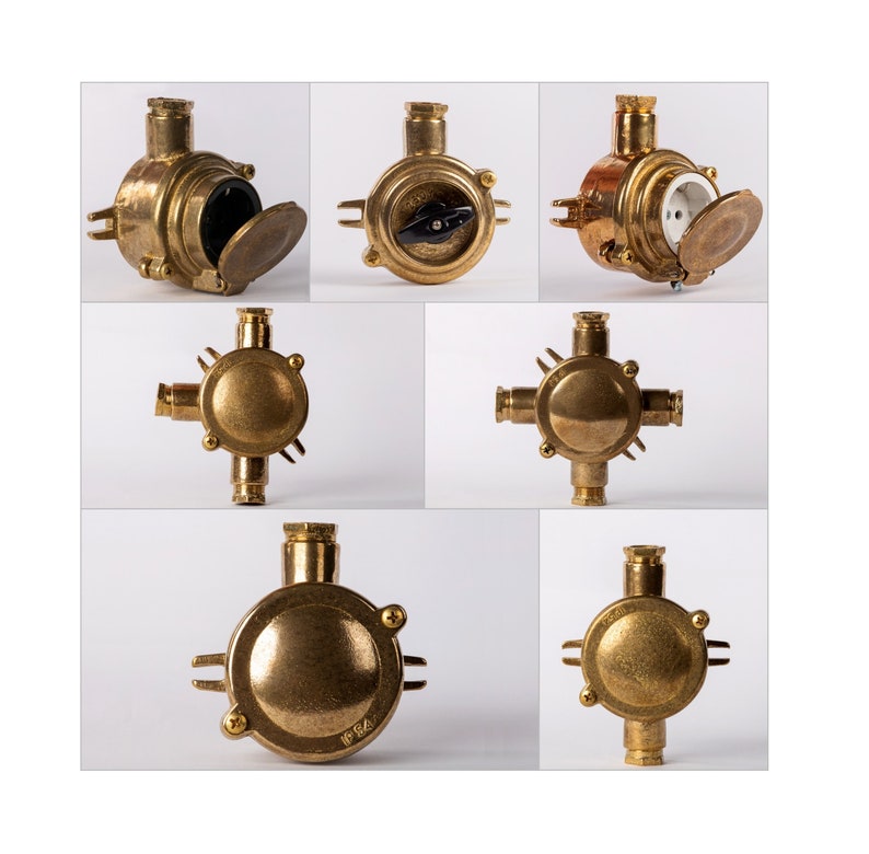 Solid Brass Single Pole Rotary Switch, Schuko Socket, Industrial Loft ...