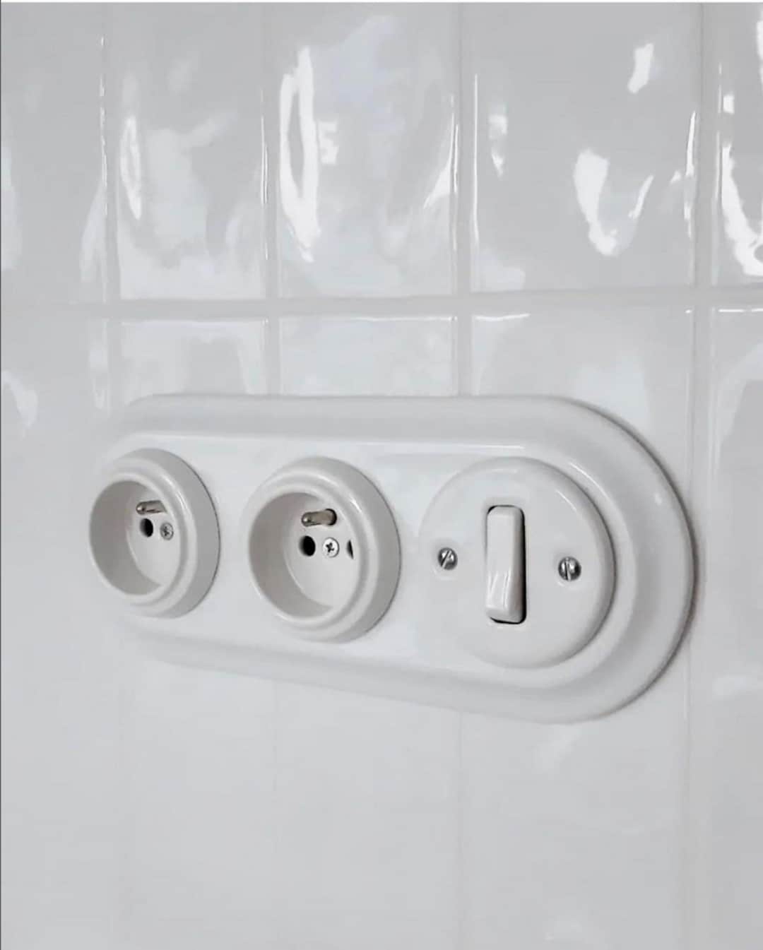 Porcelain Electrical Wall Socket Set, Flush-mounted Socket Outlet 240V ...
