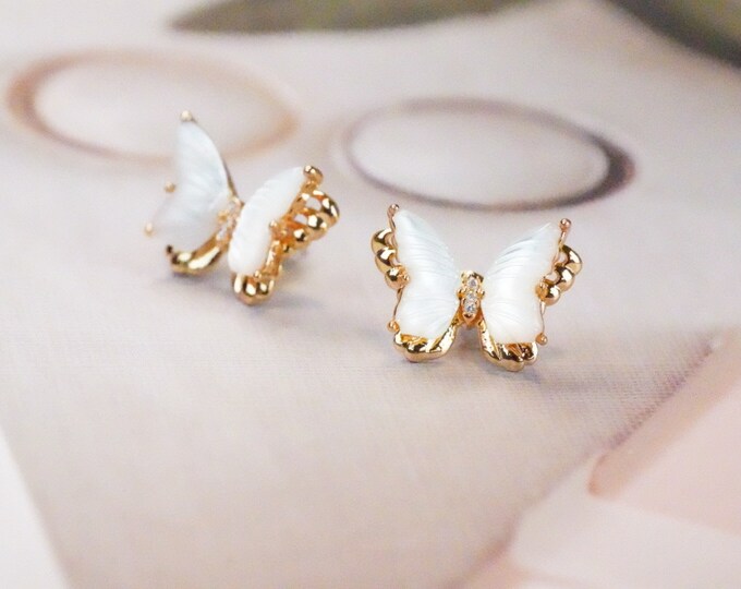 Beautiful Butterfly-shaped Mother-of-pearl Earrings. Gift for Her ...