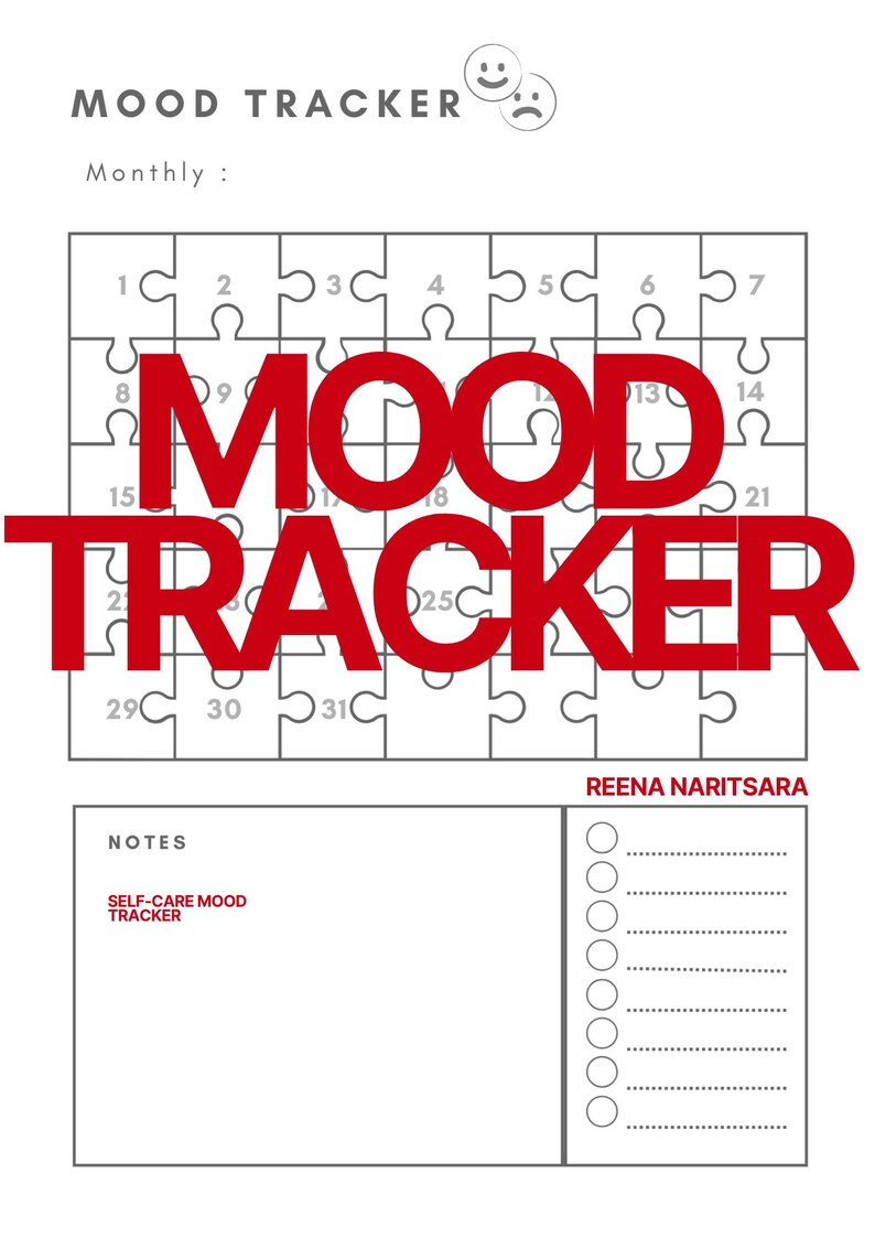 Mood Tracker Printable – 1 Page Printable Pdf,black & White, A4 - Etsy